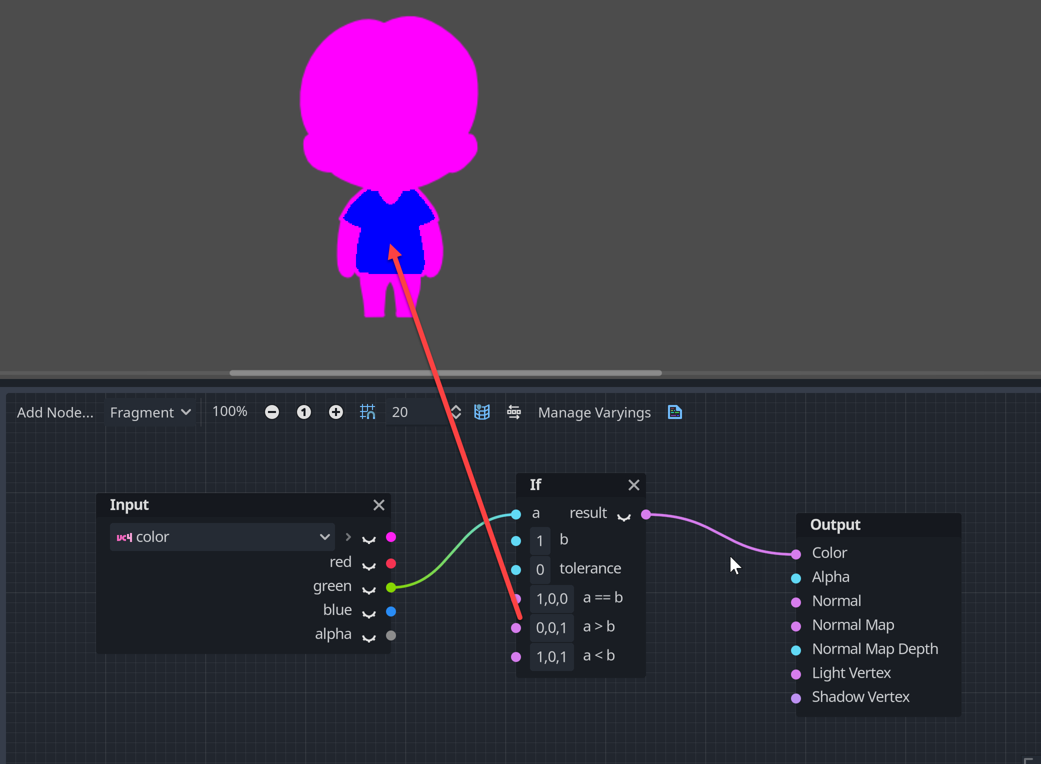 Visual Shader: "If"-Node - generated code is incorrect for "tolerance == 0" · Issue #83725 ...