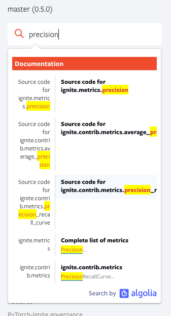 improve documentation search results · Issue #1766 · pytorch/ignite · GitHub