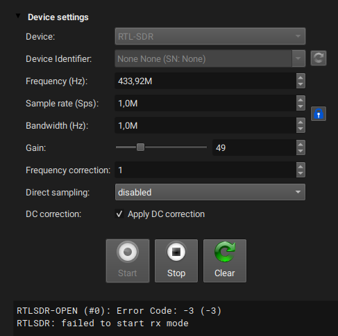RTLSDR-OPEN (#0): Error Code: -3 (-3) · Issue #974 · jopohl/urh · GitHub