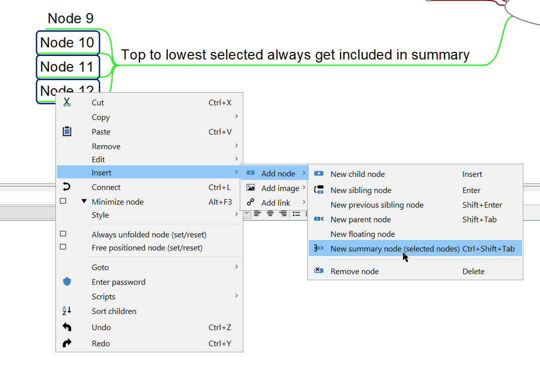 Summary nodes are always created from the top down to last selected. · Issue #1044 · freeplane ...