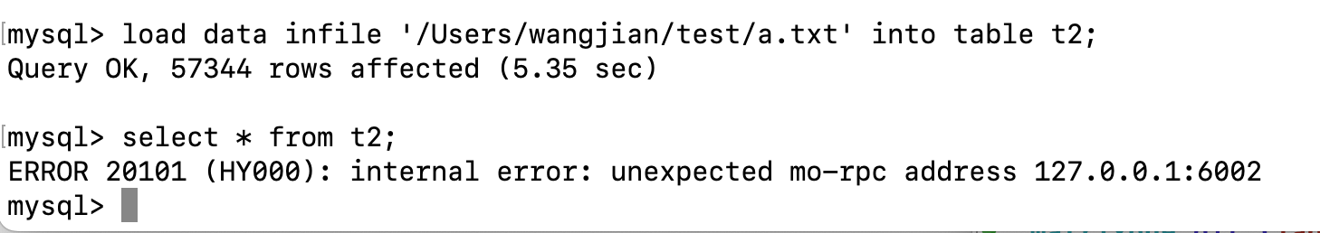 Bug Description Importing A Text Type File Of 1 Gb Size Succeeded Selectinto Outfile 6768