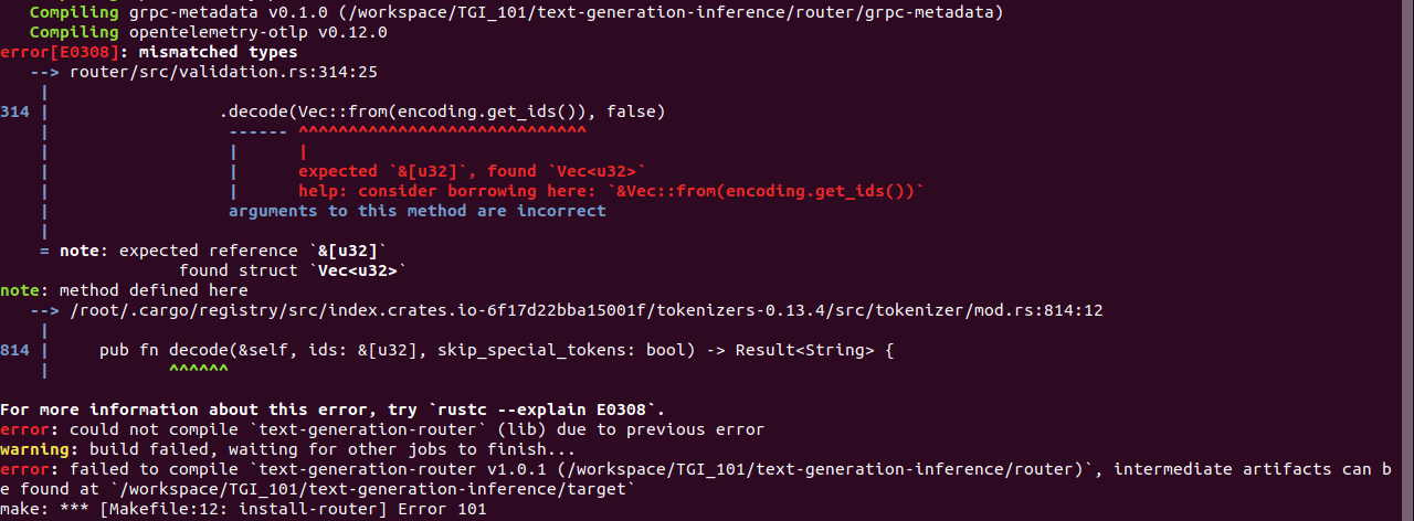 error[E0308]: mismatched types - when installing locally - version v1.0.1 · Issue #840 ...