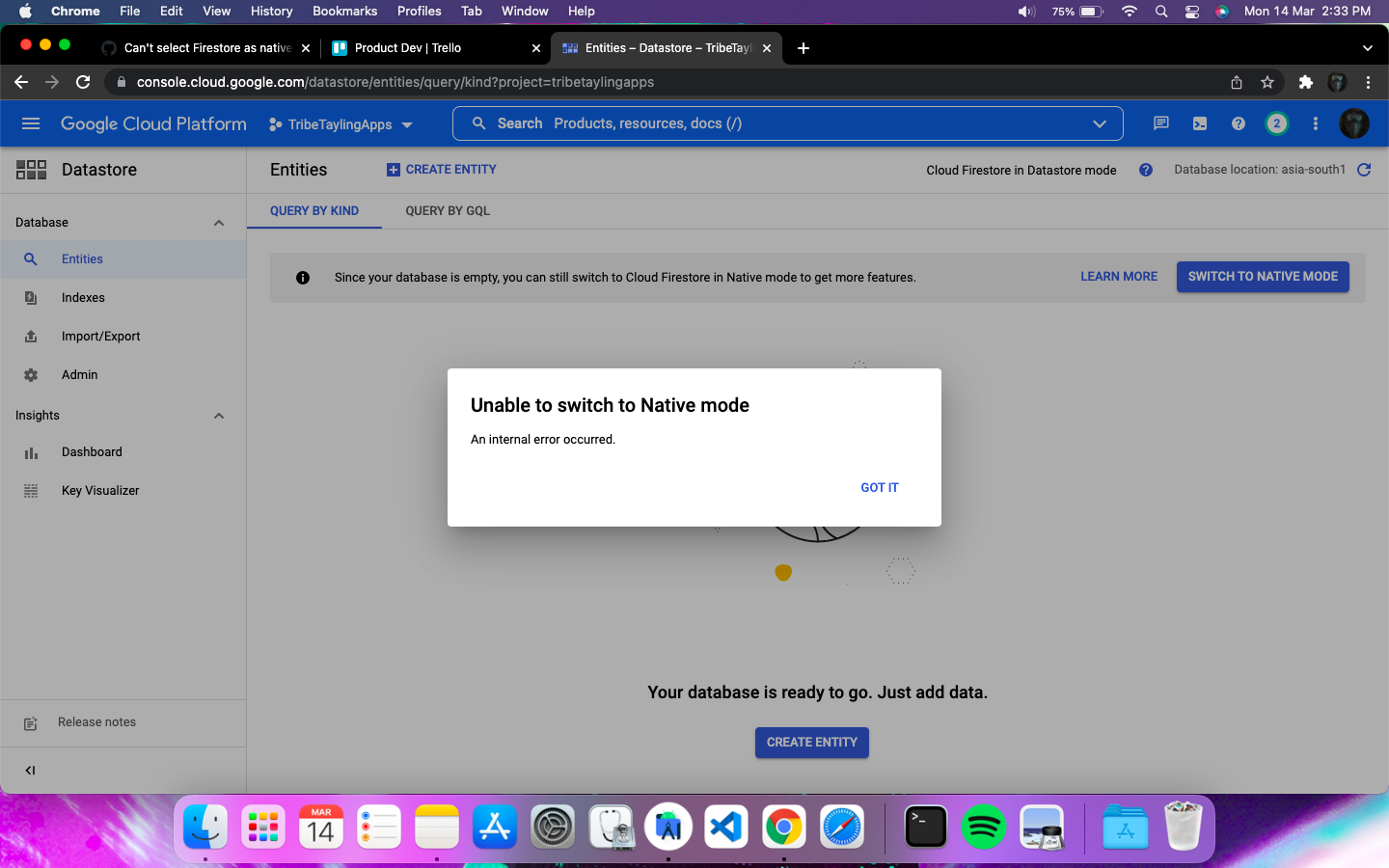 Can't select Firestore as native mode. · Issue #983 · GoogleCloudPlatform/dotnet-docs-samples ...