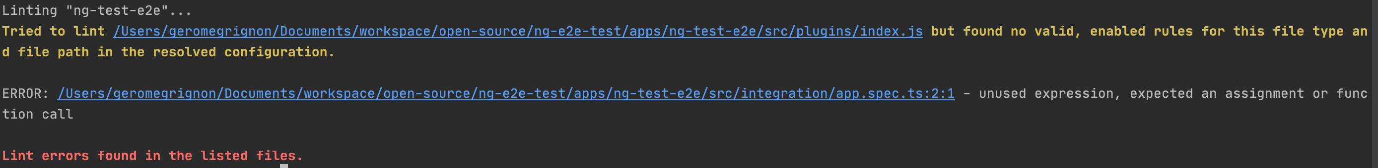 Linting on E2E app does not catch errors · Issue #3249 · nrwl/nx · GitHub