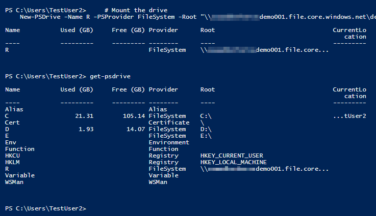 Connect using New-PSDrive from the Portal (Azure File Share) needs ...