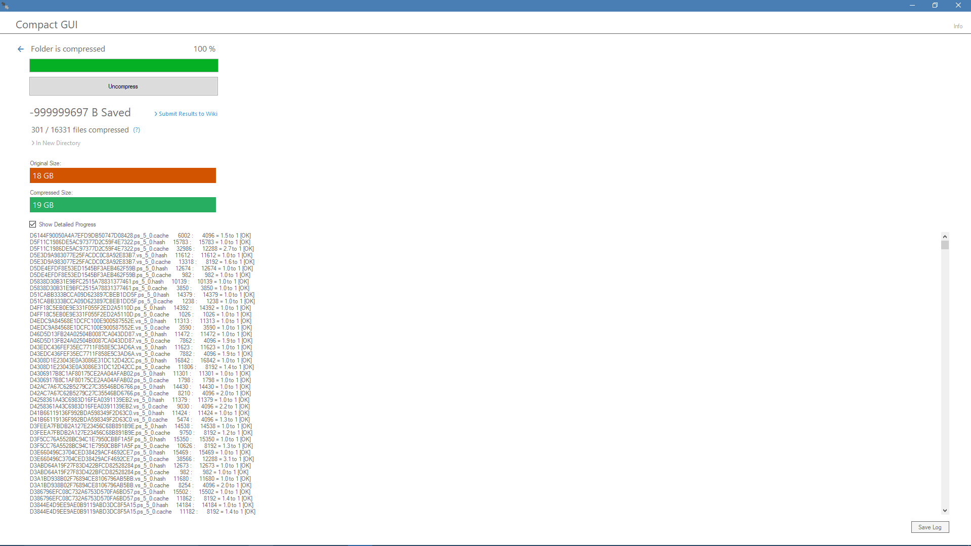 Huge amount of negative bits saved. · Issue #116 · IridiumIO/CompactGUI · GitHub