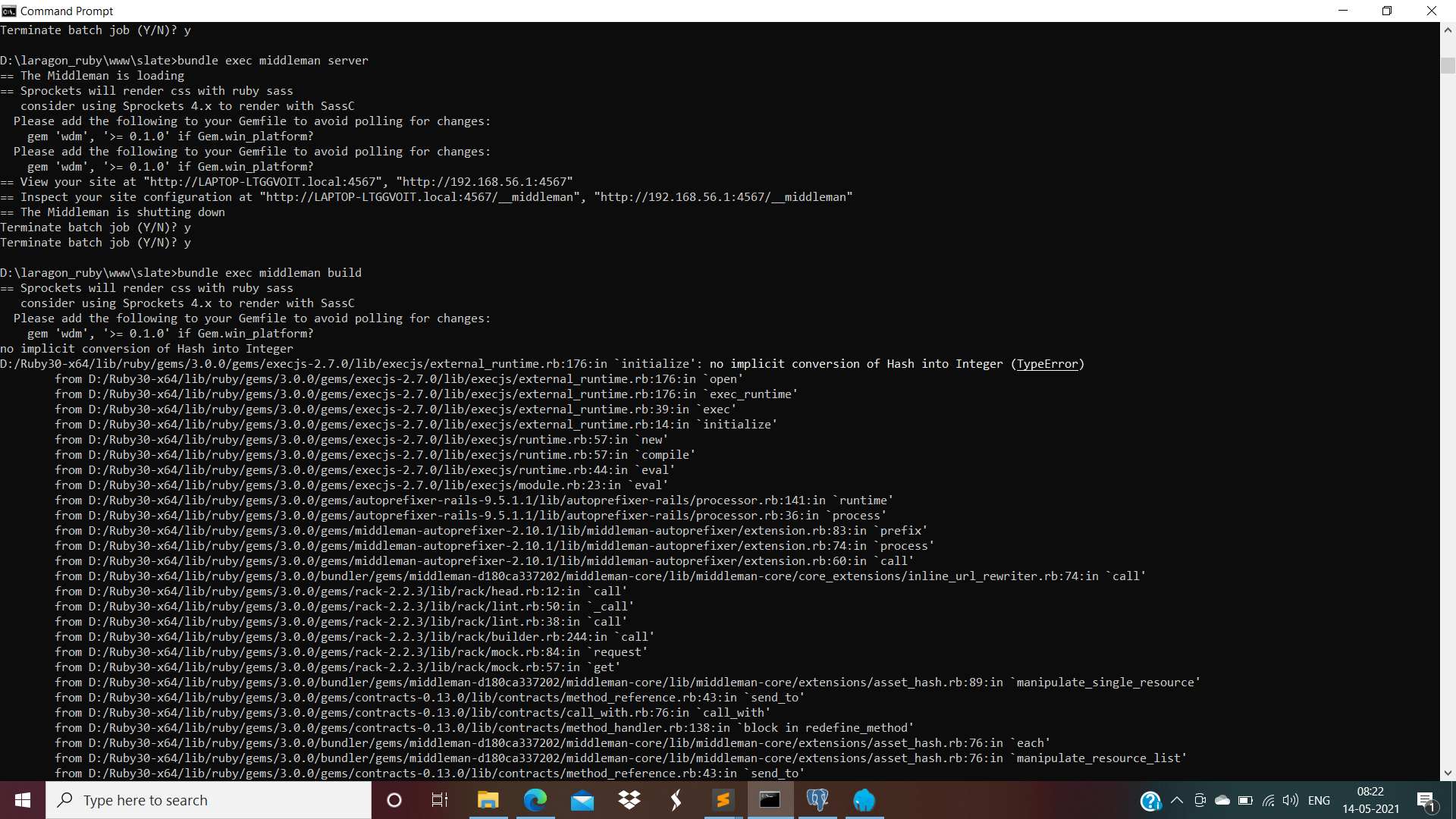 Middleman Build Crash no implicit conversion of Hash into Integer ...