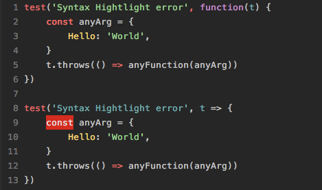 Arrow function syntax highlight error · Issue #156 · othree/yajs.vim ...