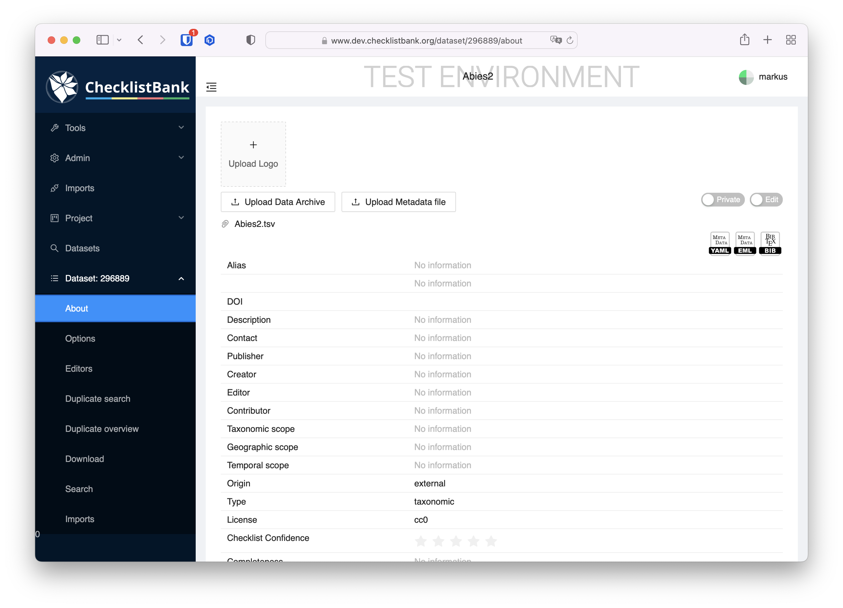 Dataset Menu Not Shown Entirely · Issue 1136 · Catalogueoflifechecklistbank · Github