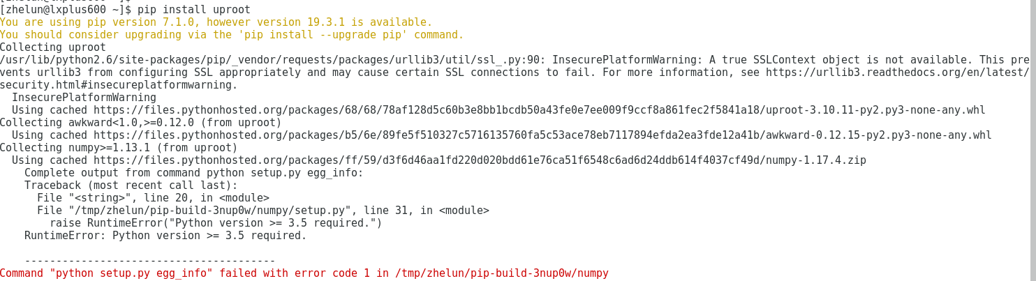 Installing upROOT on lxplus · Issue #402 · scikit-hep/uproot3 · GitHub