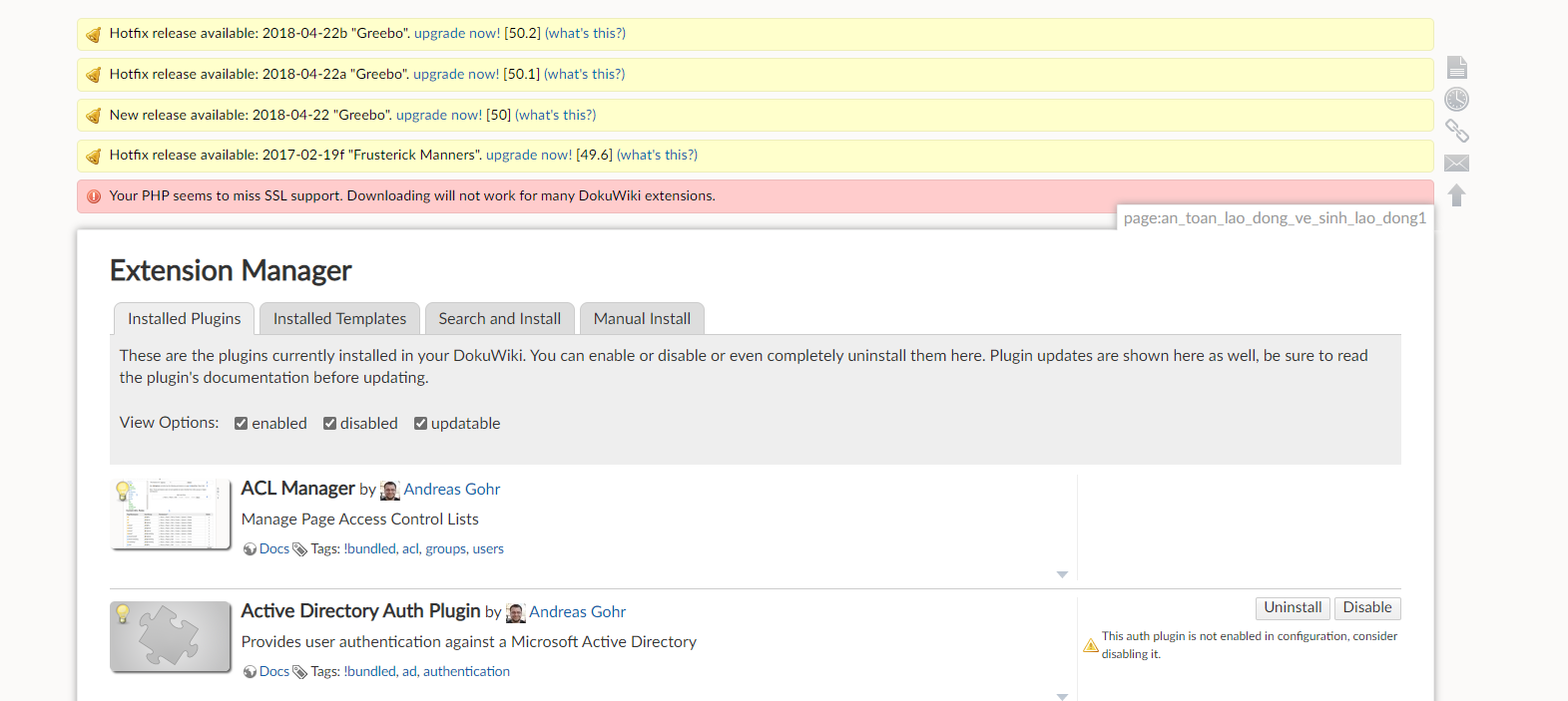 Your Php Seems To Miss Ssl Support Downloading Will Not Work For Many Dokuwiki Extensions