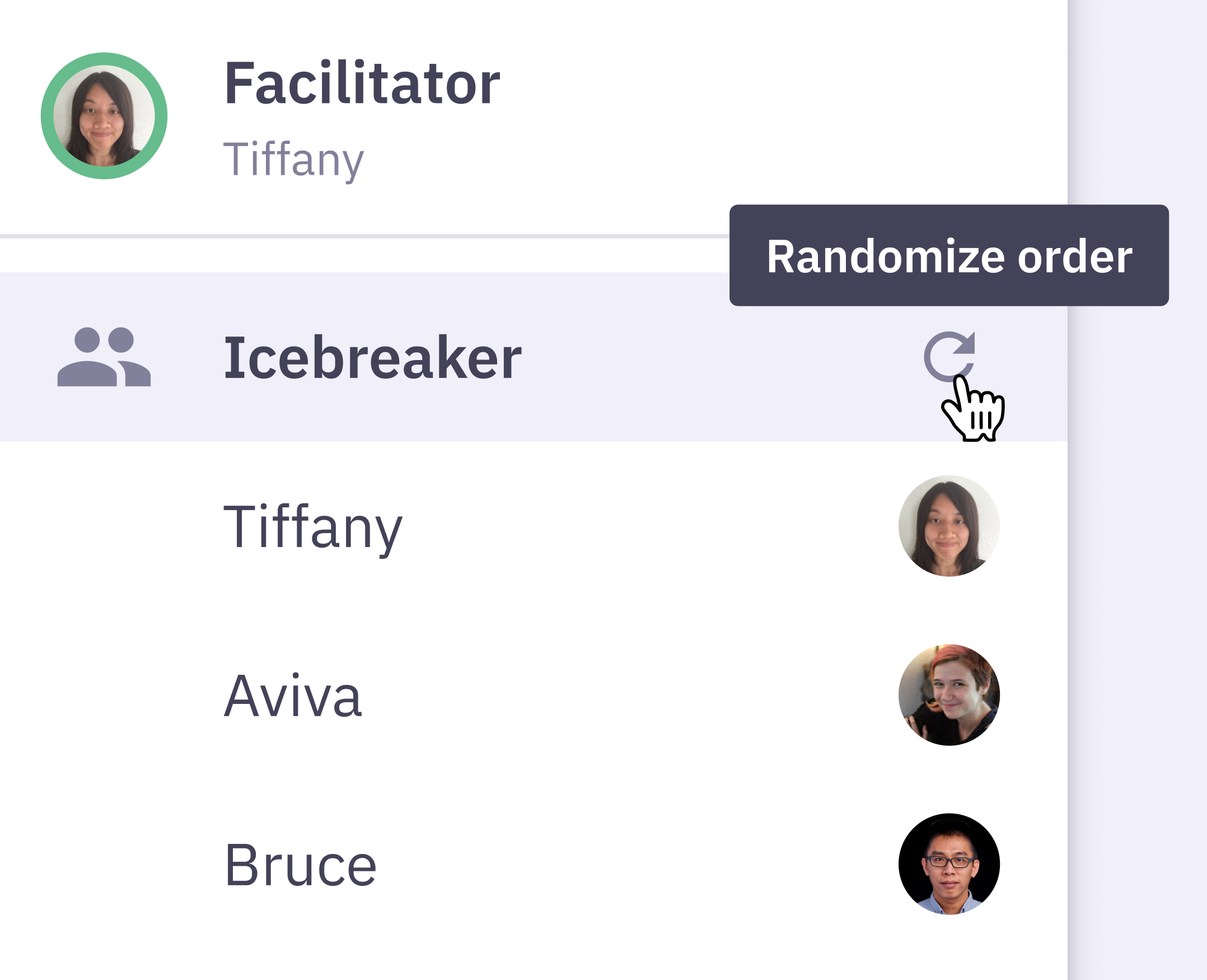 Adds ability to randomize icebreaker order · Issue #4910 · ParabolInc/parabol · GitHub