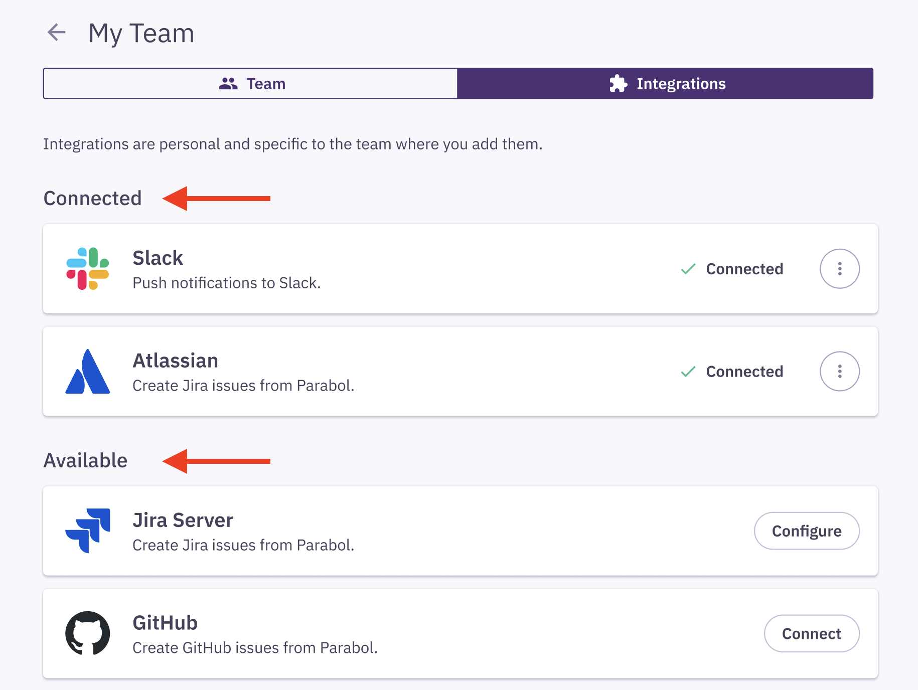 Improve clarity of Integrations page · Issue #5875 · ParabolInc/parabol · GitHub