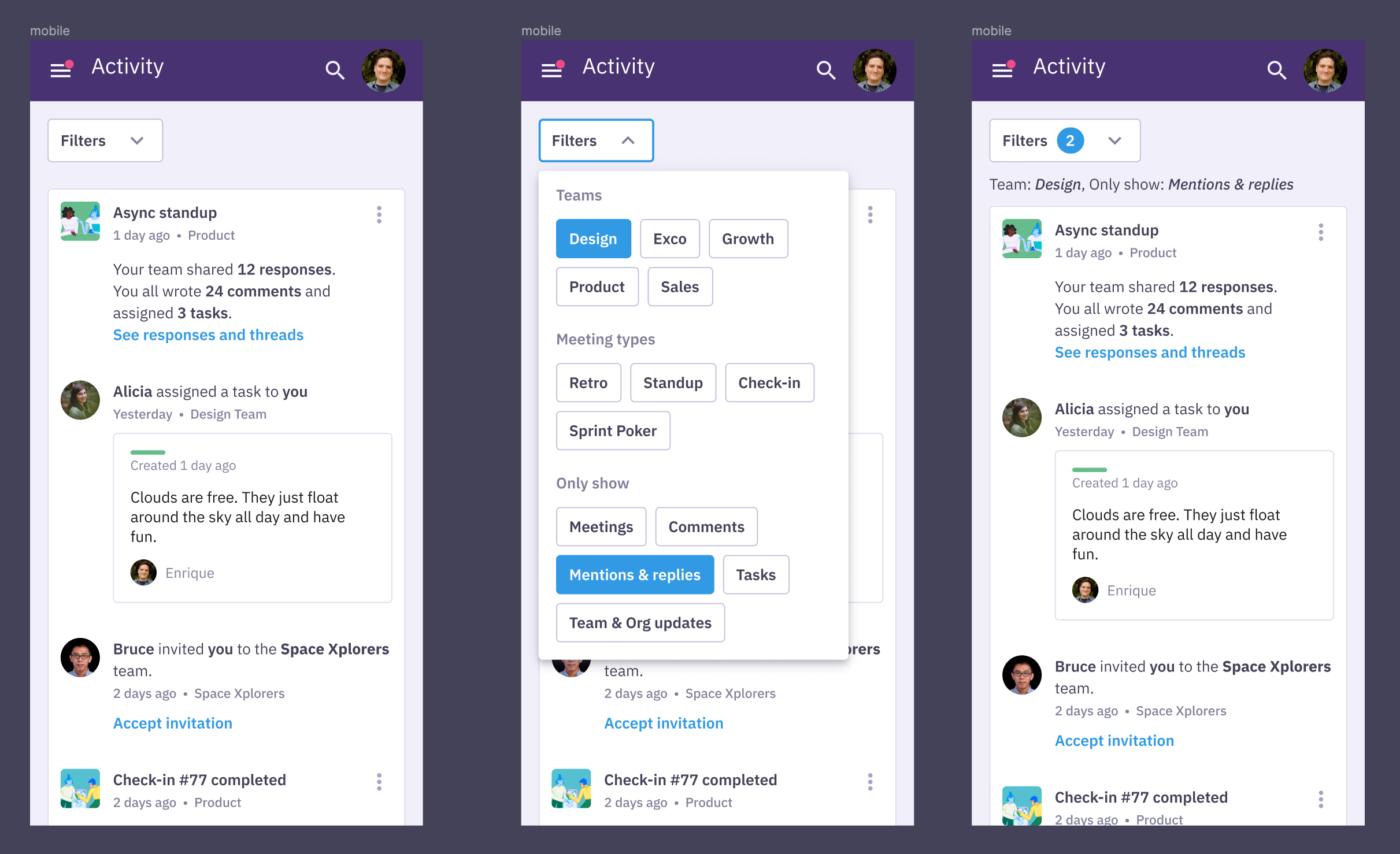 The new Activity view · Issue #6399 · ParabolInc/parabol · GitHub