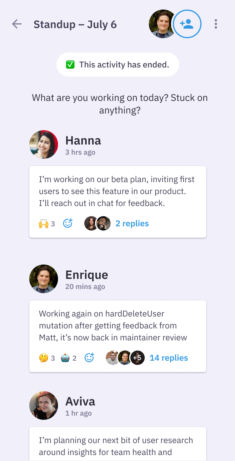 Standups: Ended meeting view · Issue #7033 · ParabolInc/parabol · GitHub