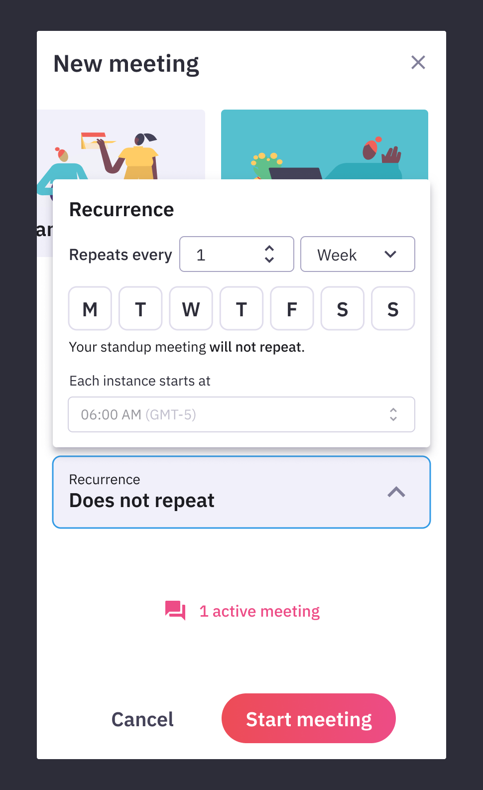 Recurrence: Enable recurrence when creating a new meeting · Issue #7412 · ParabolInc/parabol ...