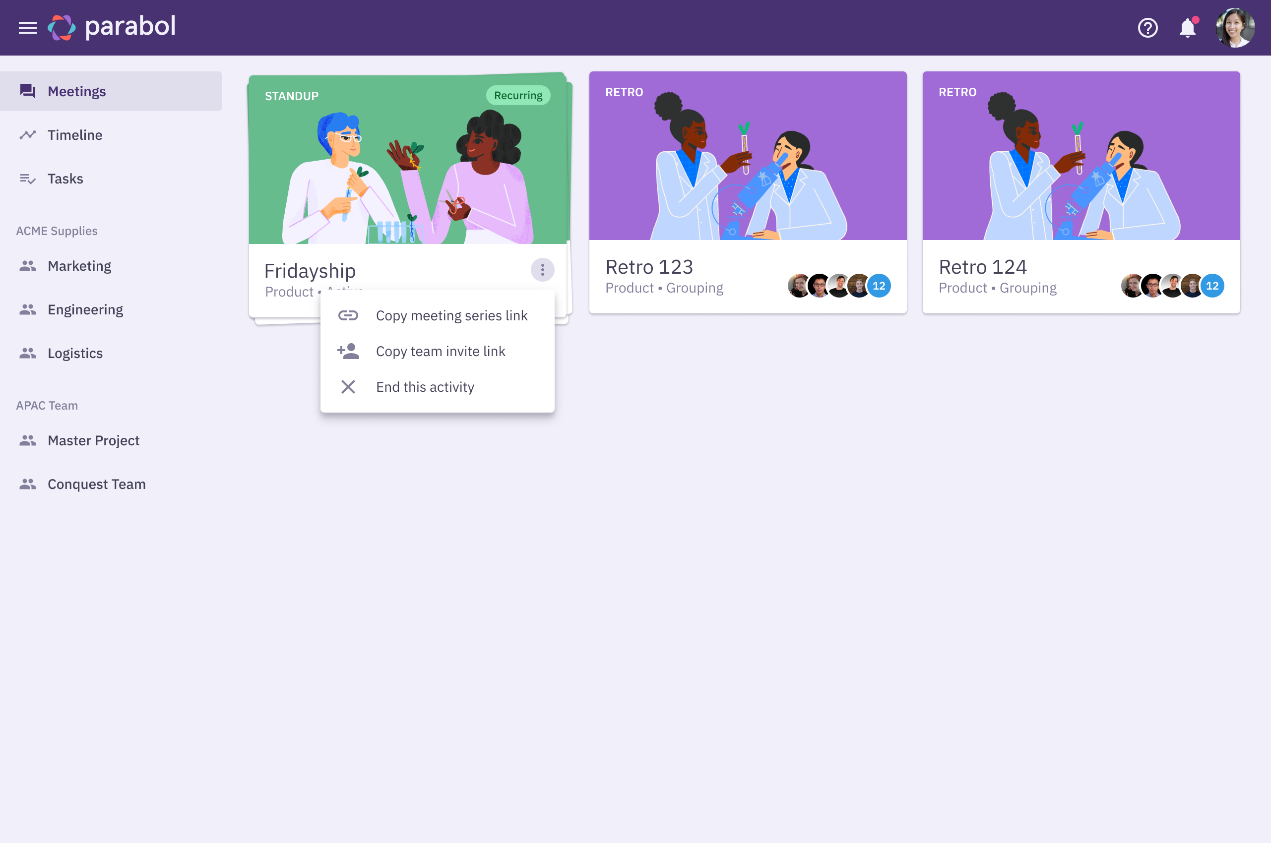 Recurrence stable link: copy stable link from meeting · Issue #7701 · ParabolInc/parabol · GitHub