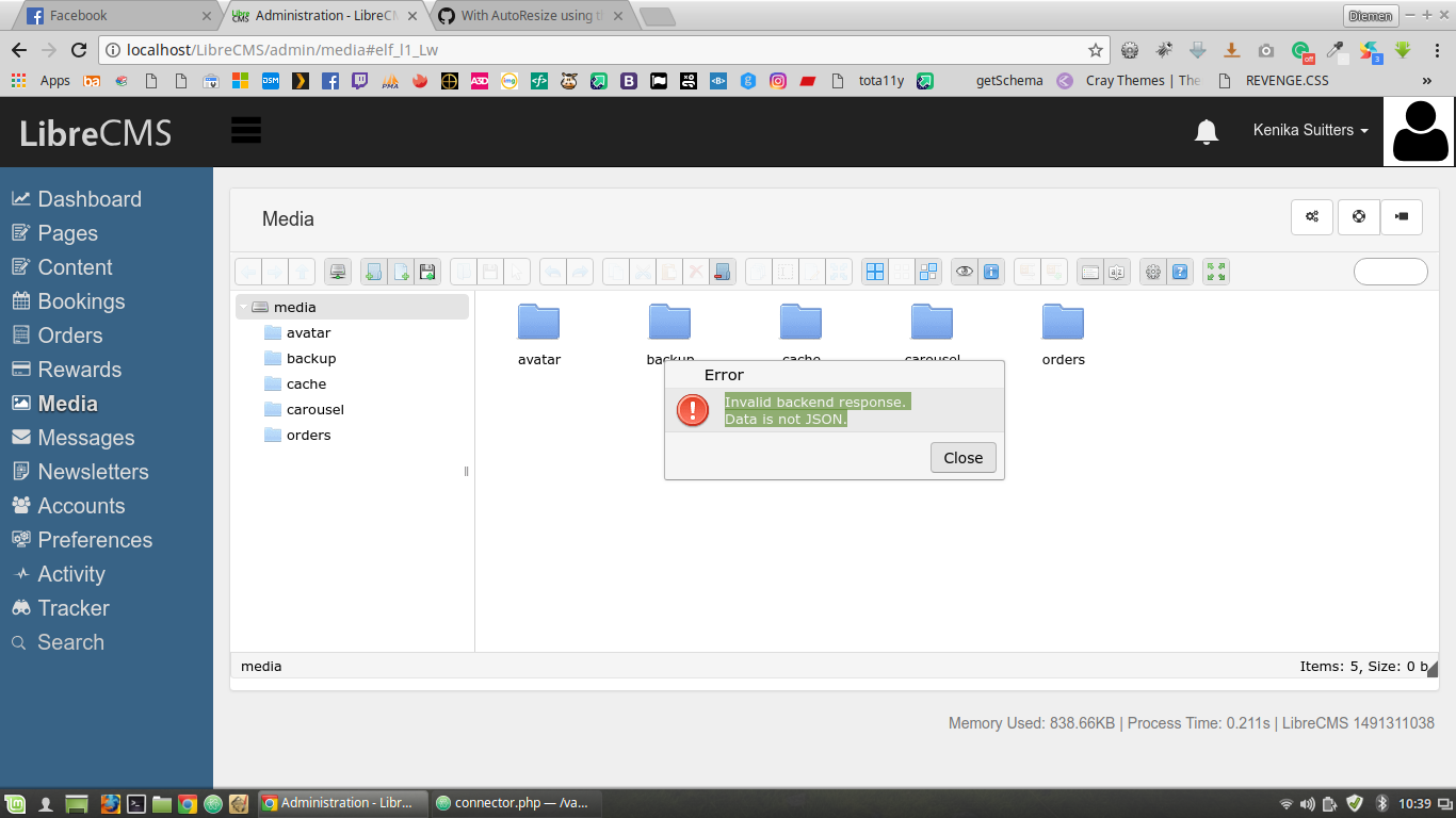 How do I make the php connector work without JSON errors? Even setting options as per ...