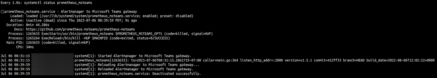 [BUG] services dies when using systemctl reload prometheus_msteams.service · Issue #335 ...