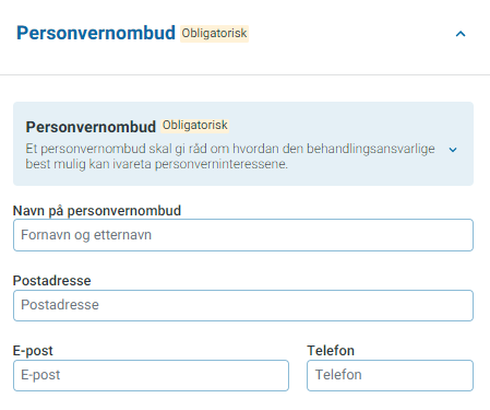 [BRUKERHISTORIE] registrere Navn og kontaktopplysninger til ...