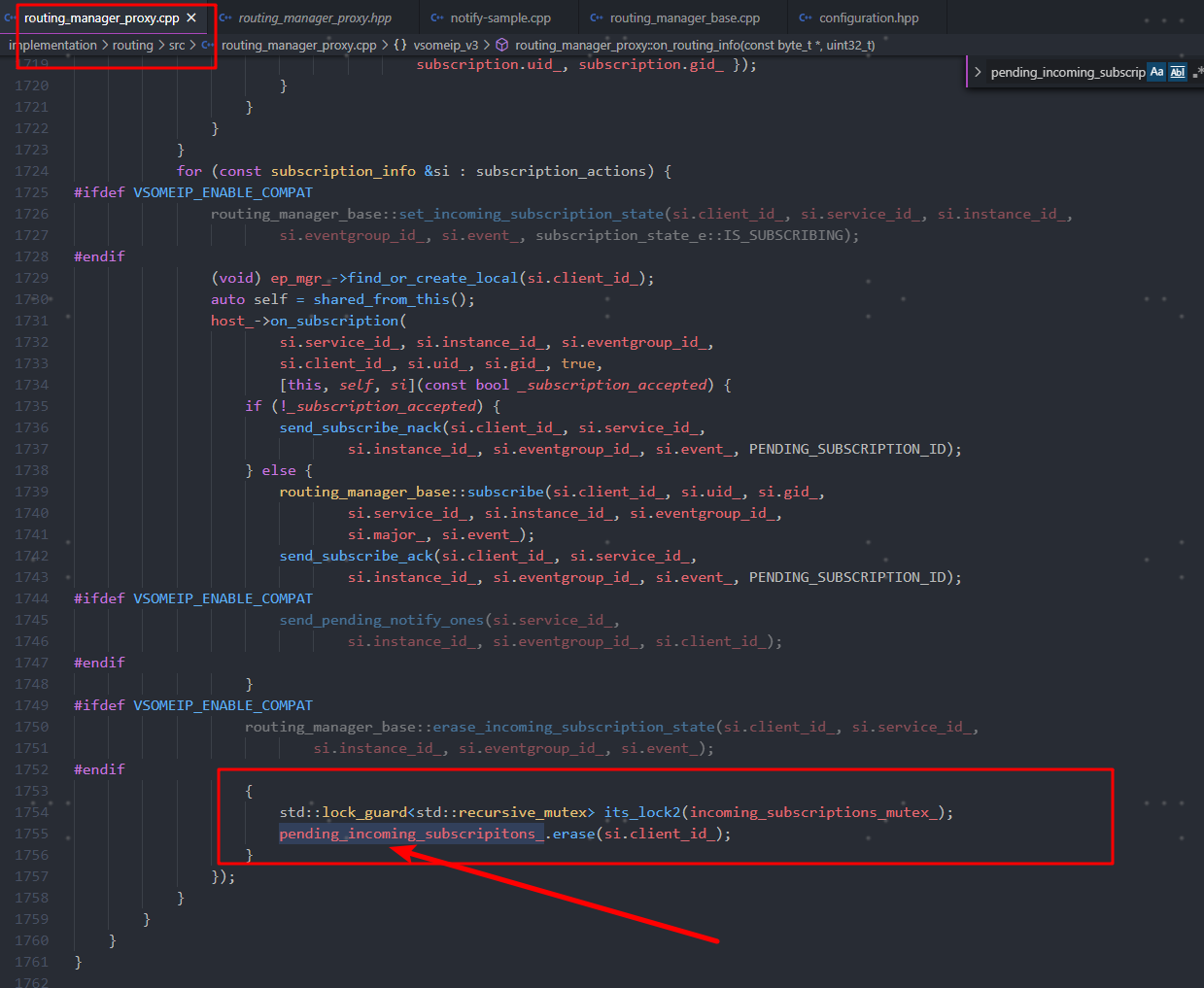pending_incoming_subscripitons_ erase error?? · Issue #184 · COVESA/vsomeip · GitHub
