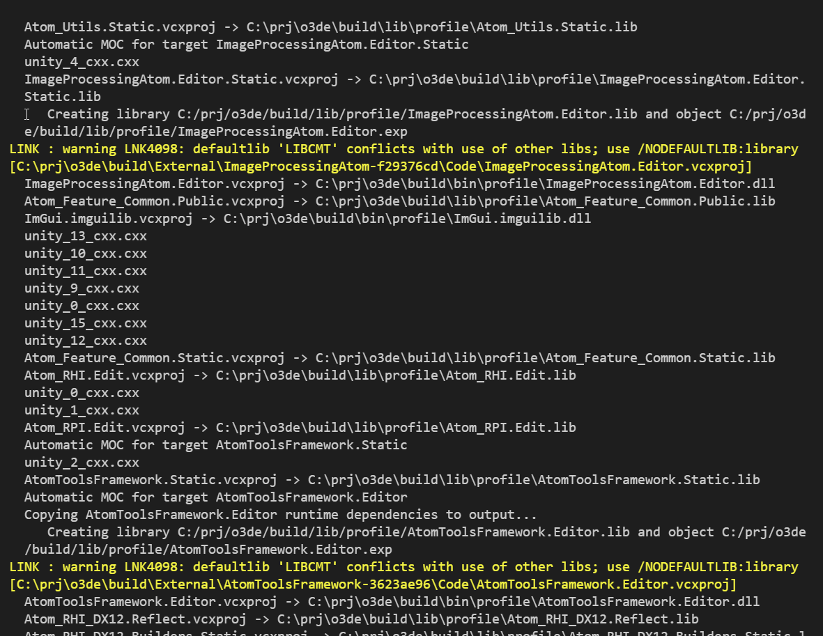 Linker Warnings · Issue #7326 · o3de/o3de · GitHub