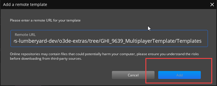 Project Manager Remote Template Add Button Disabled · Issue 12069 · O3deo3de · Github 