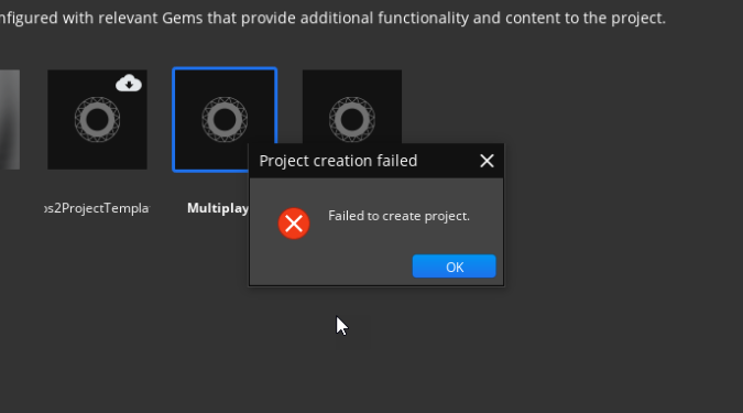 Project Manager: Multiplayer Template "Failed to Create Project ...