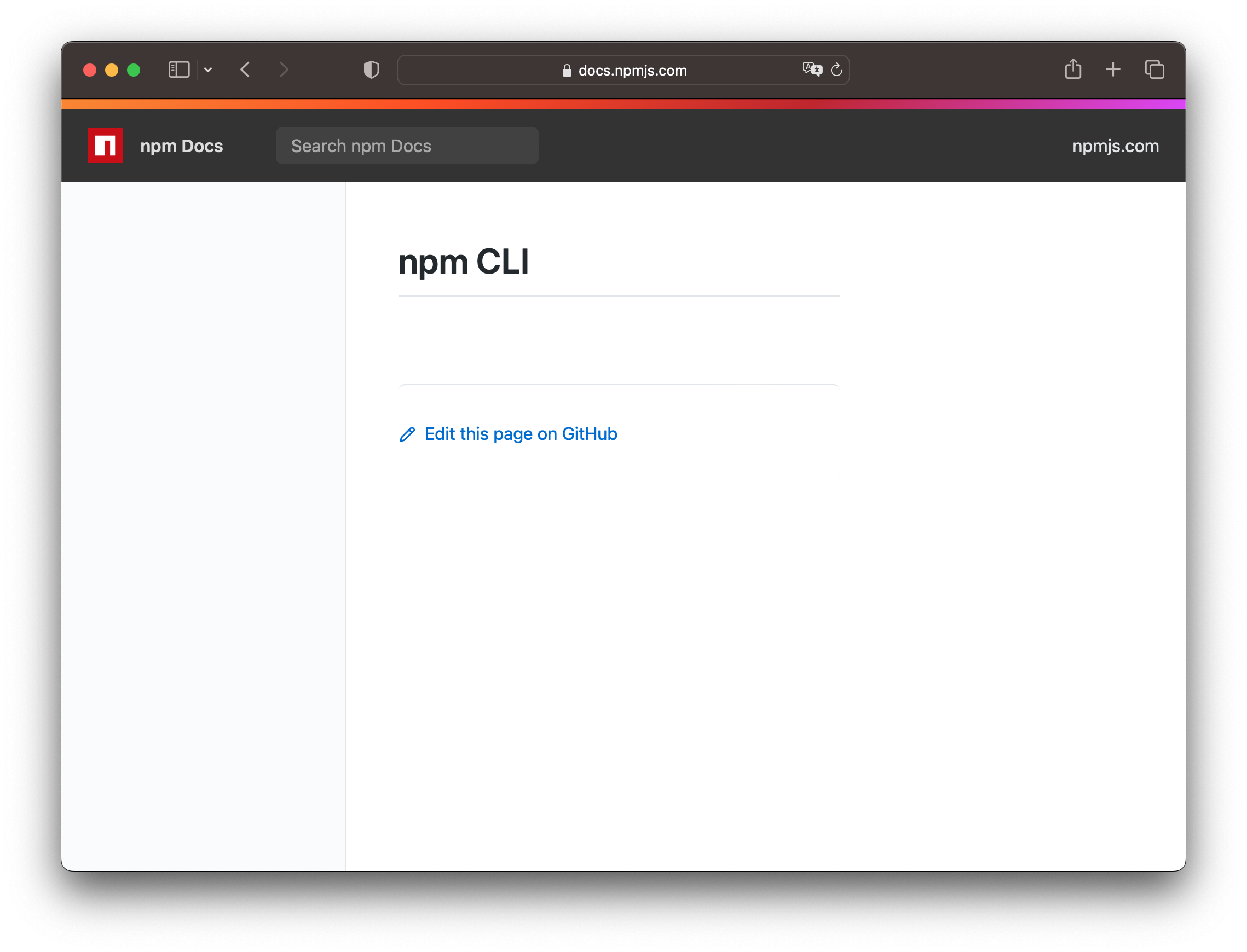 Docs The Documentation Websites Navigation Section Is Completely Missing · Issue 5970 · Npm 