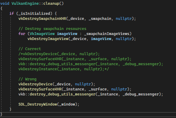 Validation layers in SDK 1.2.198.1 not correctly reporting incorrect object destruction order ...
