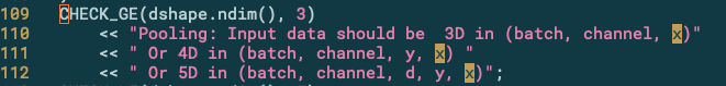 Wrong shape dimension check happens in Pooling function, leading to direct crash: src/operator ...