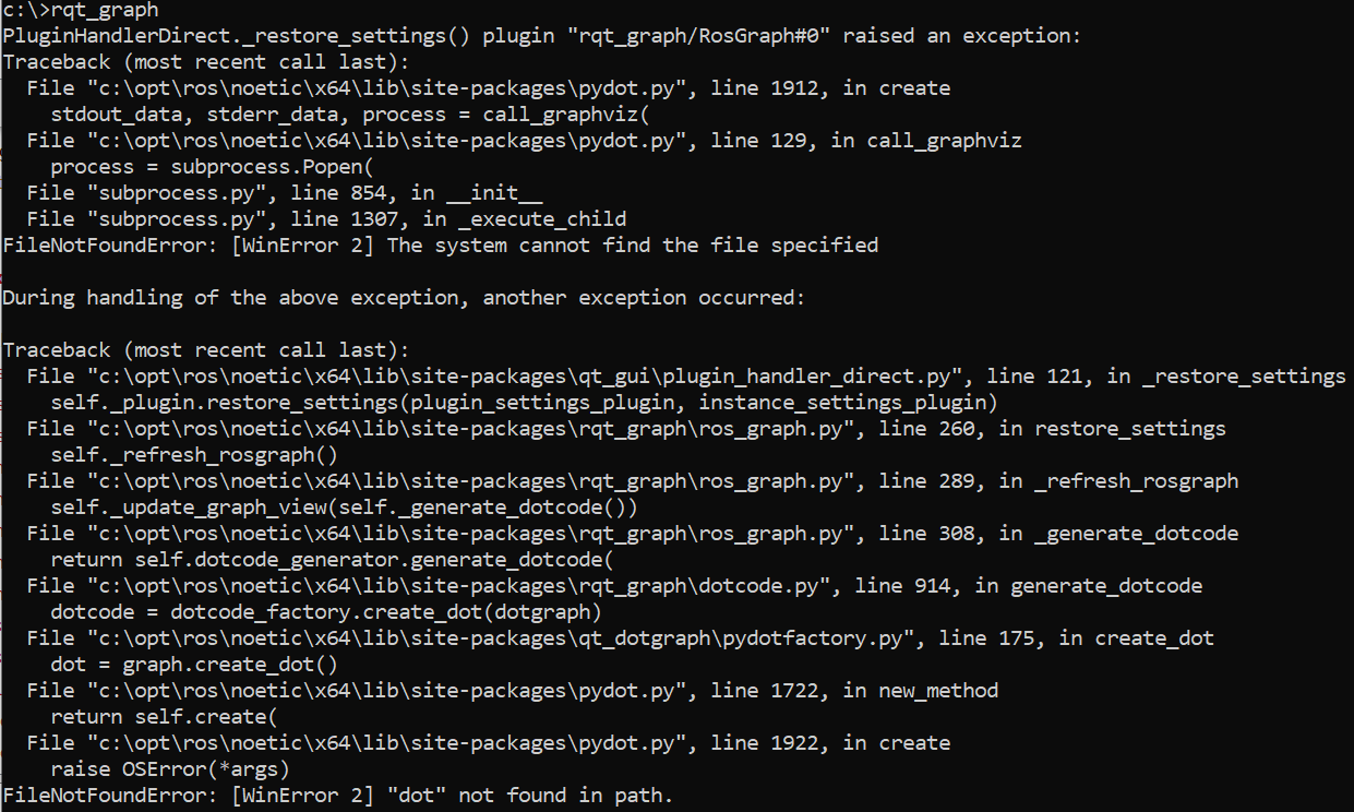 [Noetic] Graphviz error when running rqt_graph · Issue #267 · ms-iot/ROSOnWindows · GitHub