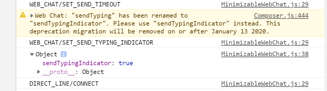 sendTypingIndicator is true but the gif animation of typing Indicator does not show for the bot ...