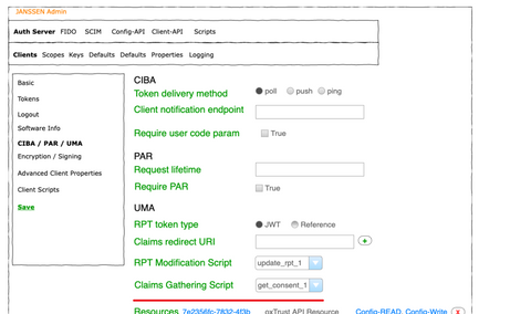 feat (admin-ui) : need to add `claims gathering script` field in `CIBA/PAR/UMA` tab of oidc ...