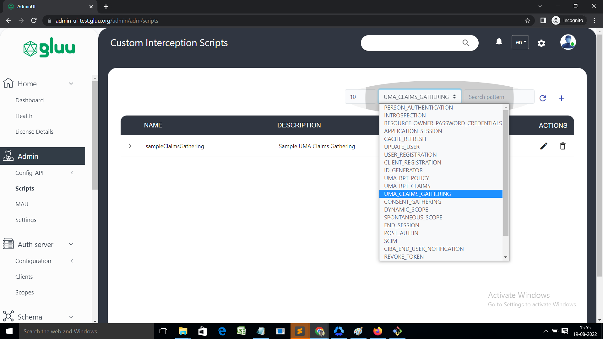 feat (admin-ui) : need to add `claims gathering script` field in `CIBA/PAR/UMA` tab of oidc ...