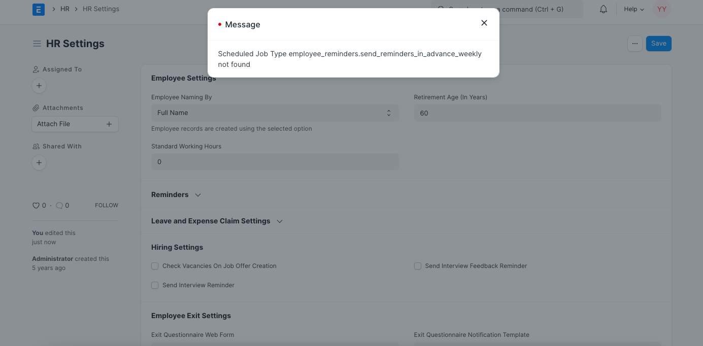 Error On Setting Holiday Reminder Frequency · Issue 31670 · Frappe 