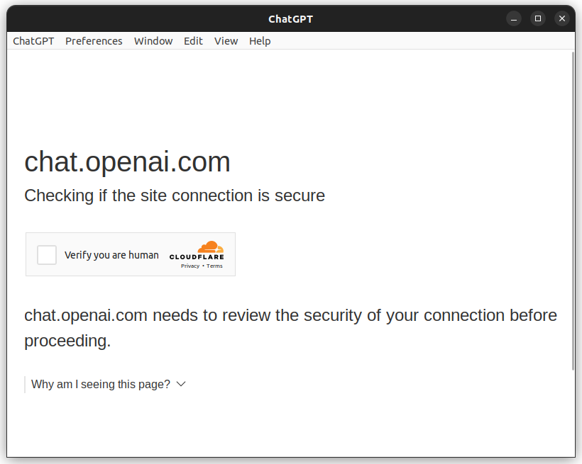 [Bug] Cannot reach chat.openai.com keeps reloading "Checking if the site connection is secure ...