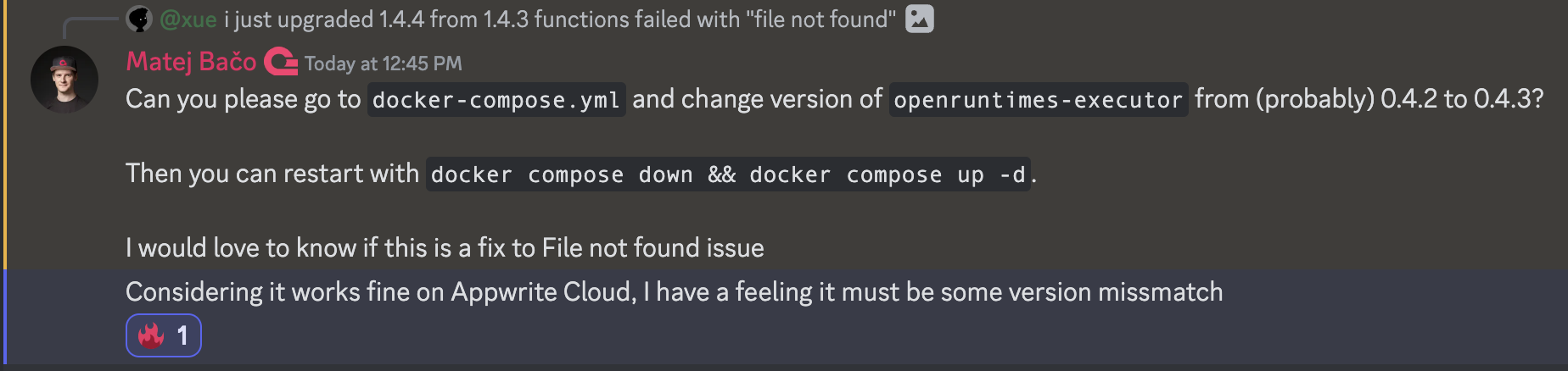 🐛 Bug Report: 1.4.4 Function File Not Found after migration from 1.4.3 · Issue #6859 · appwrite ...