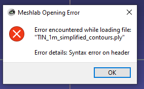 TIN Mesh Creation - PLY format - Problems with header when importing into another software ...