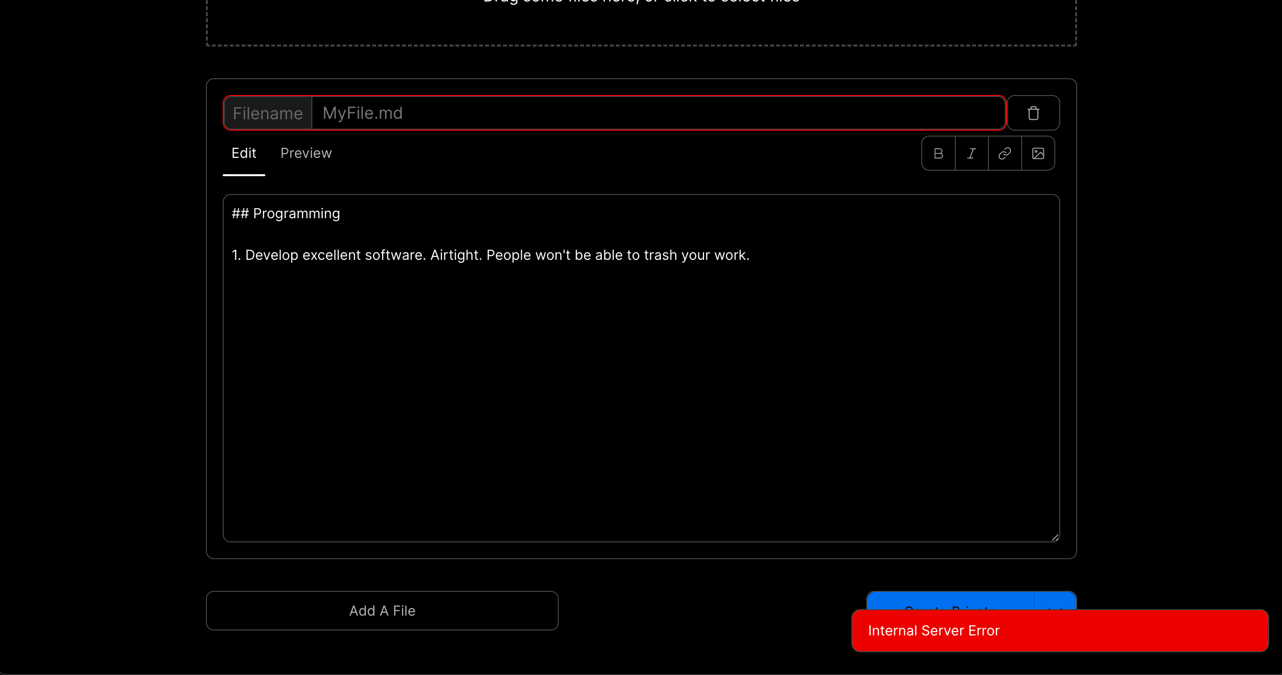 Client: Display which fields are causing an Internal Server Error · Issue #53 · MaxLeiter/Drift ...