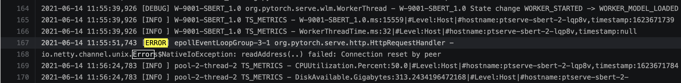 Worker restarts(thread error) and /ping shows: "partial healthy" · Issue #1068 · pytorch/serve ...