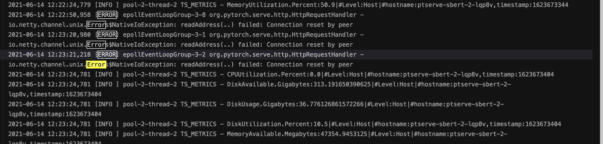 Worker restarts(thread error) and /ping shows: "partial healthy" · Issue #1068 · pytorch/serve ...