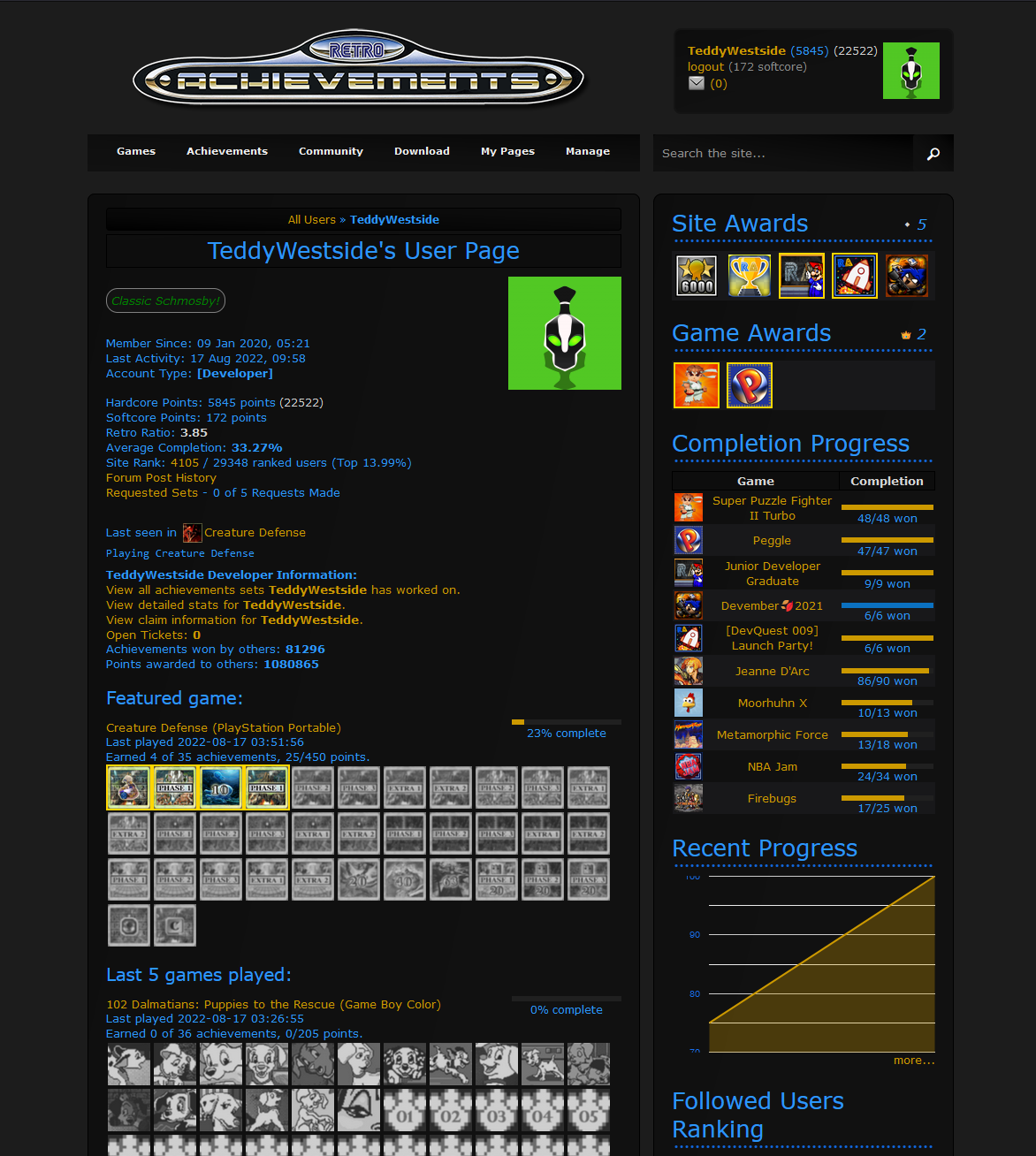 "Pin" a game at the top of profile page · RetroAchievements RAWeb · Discussion #1093 · GitHub