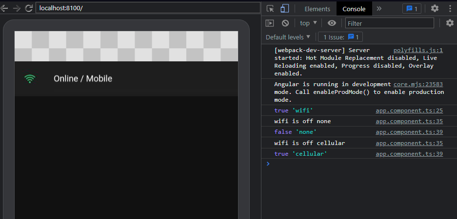 @capacitor/network: Network change back to WiFi from mobile does not ...