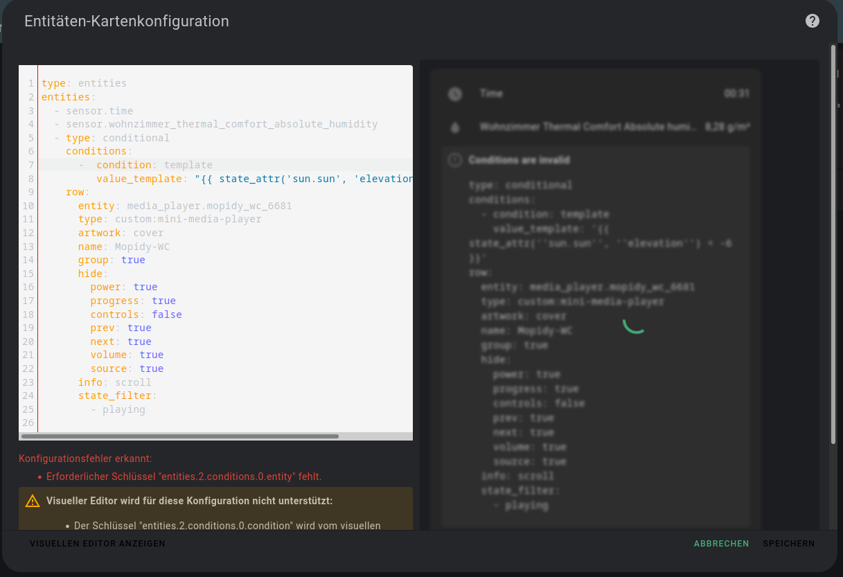 Conditional Card Error Nditions 0 Entity · Issue 16062 · Home Assistant Frontend