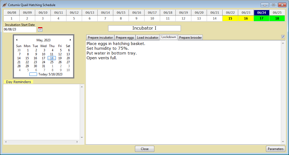 GitHub - inwtx/QuailHatcherySchedule: Windows program to keep track of Coturnix Quail egg hatchery.