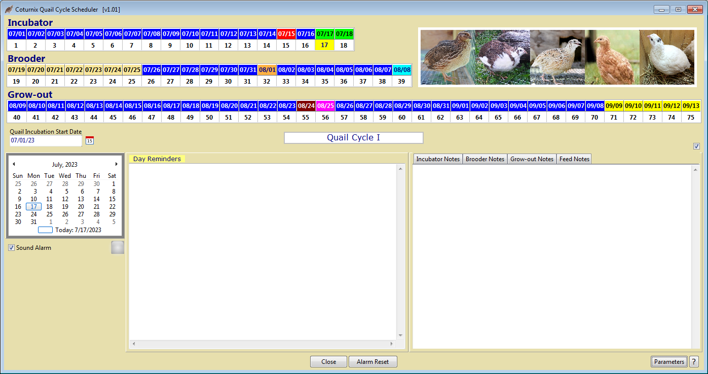 GitHub - inwtx/QuailCycleScheduler: Program to keep track of 70 day ...