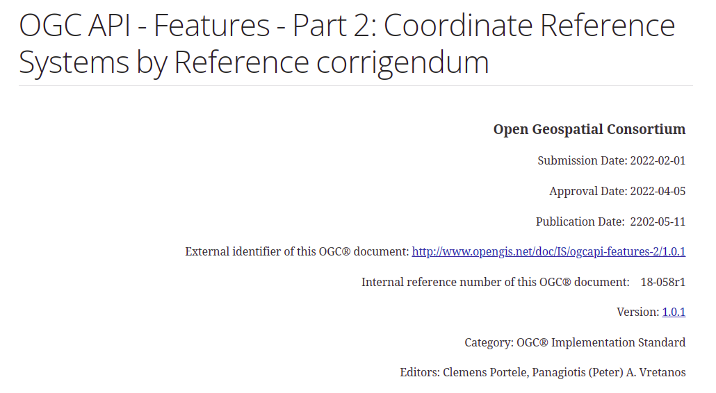 wrong "Publication Date" of 18-058r1 · Issue #692 · opengeospatial/ogcapi-features · GitHub