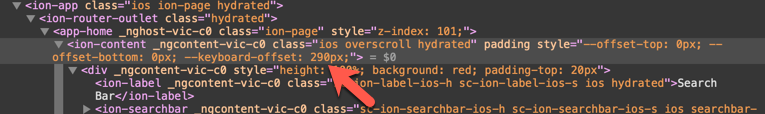 Bug Ion Searchbar Incorrectly Applying Keyboard Offset To Ion Content · Issue 18375 · Ionic