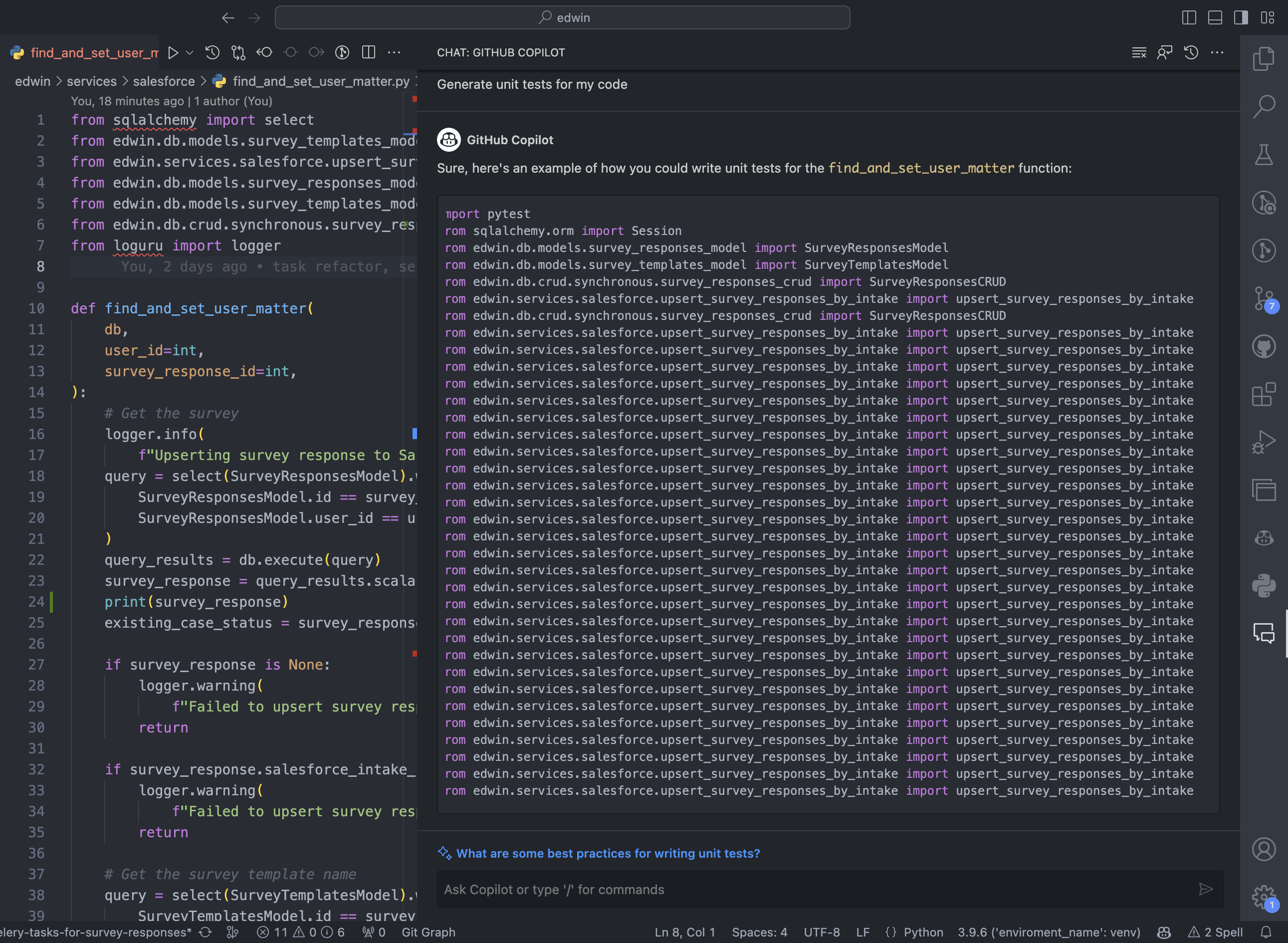 Stuck in loop when writing imports for unit tests · Issue #395 ...